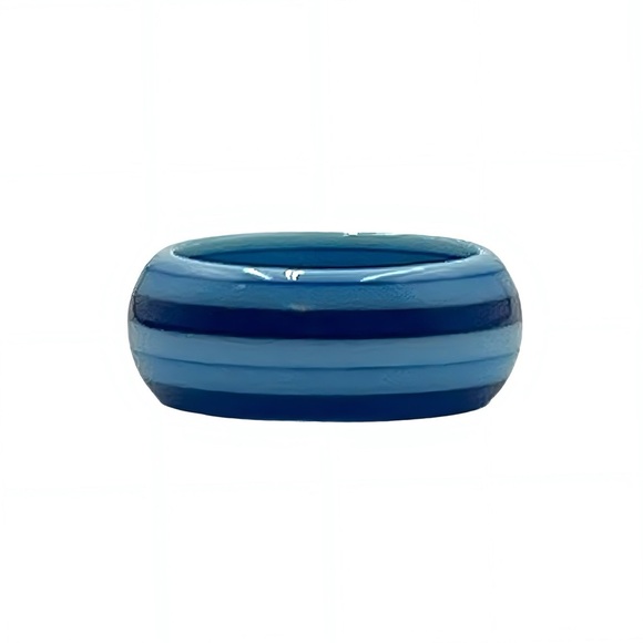 None | Jewelry | Vintage Lucite Blue Striped Band Ring Sz 6 Retro Mod ...